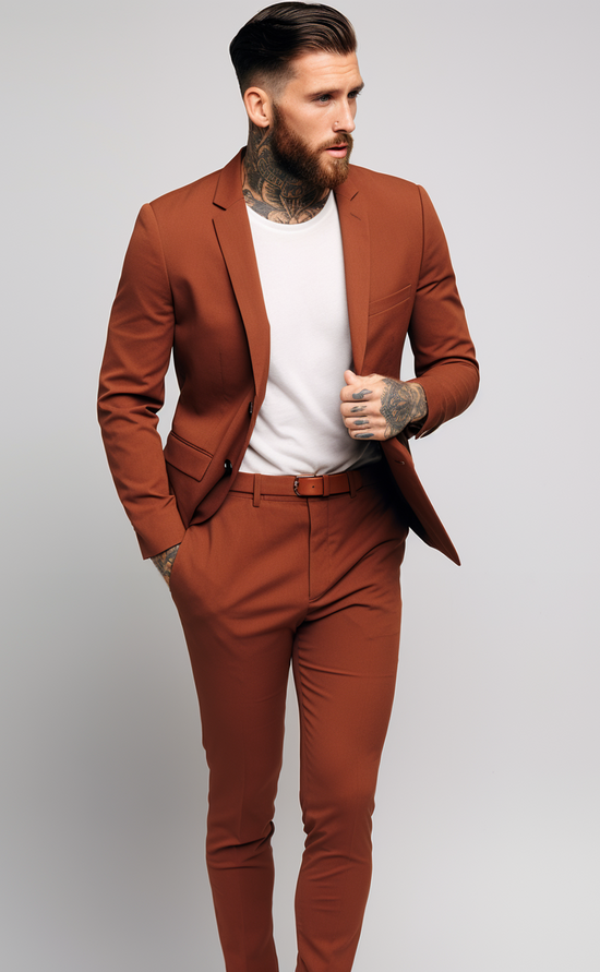 BURNT ORANGE 2 PIECE SLIM FIT SUIT – Vardo Suits